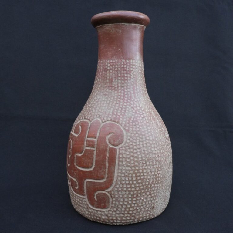 Chavín Ritual Ceramic Bottle | Ancient Peruvian Sacred Symbol Vessel ...